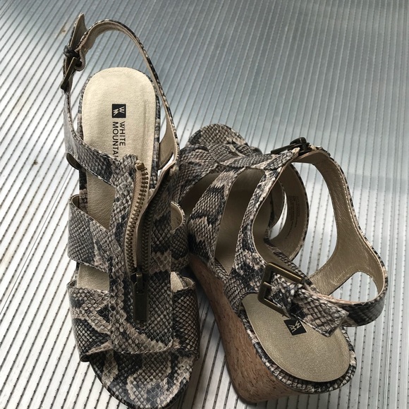 White Mountain | Shoes | White Mountain Animal Print Wedge Sandals ...